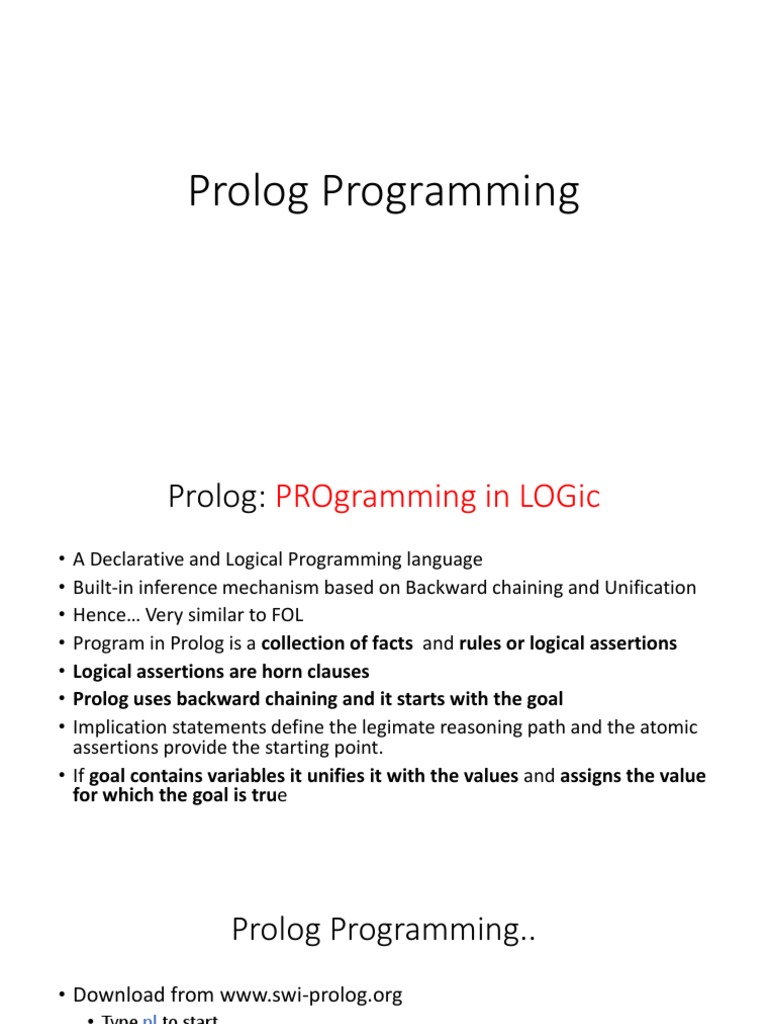 AI L21 Prolog PDF | Download Free PDF | Control Flow | Mathematical Logic