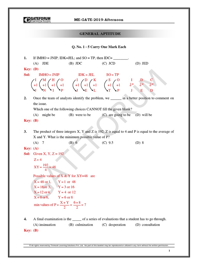 ME Gate 2019 | PDF | Stress (Mechanics) | Reynolds Number