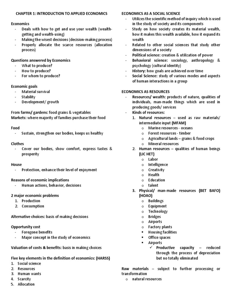 Chapter 1 Introduction To Applied Economics PDF | Download Free PDF ...