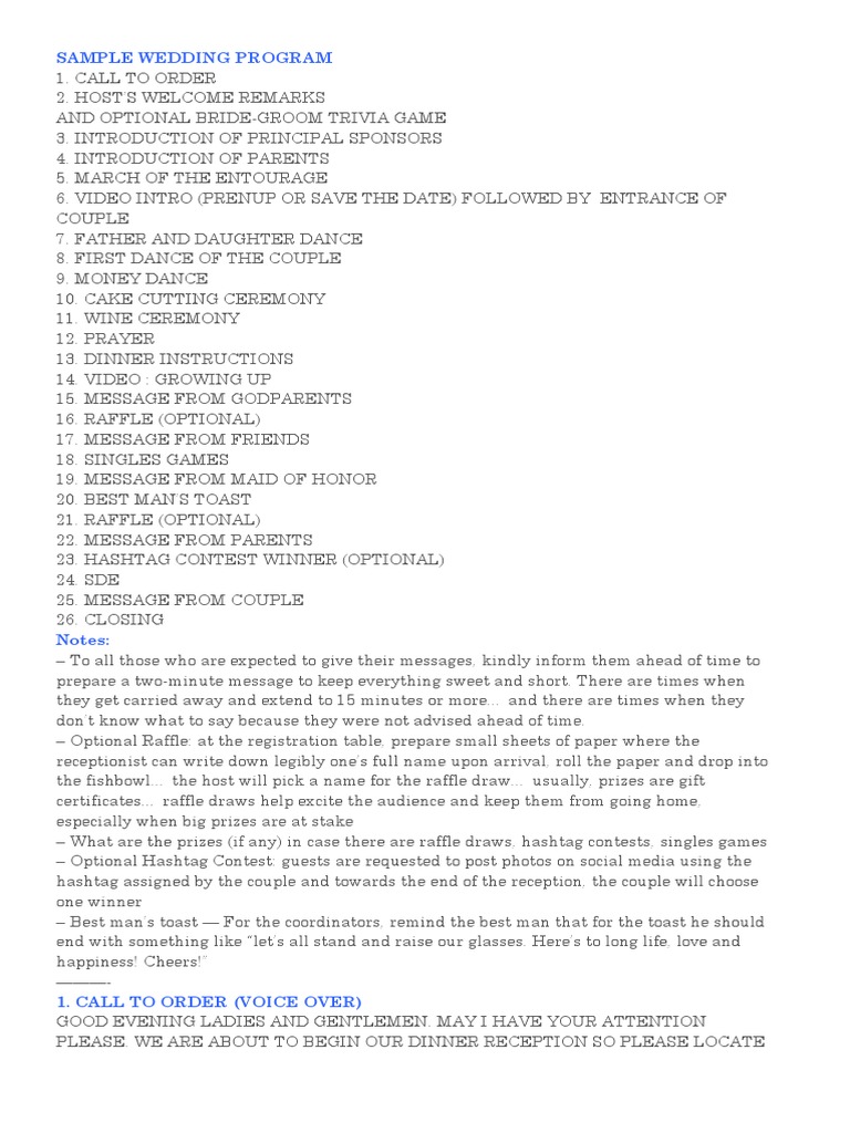 Sample Wedding Program | PDF | Wedding | Groomsman