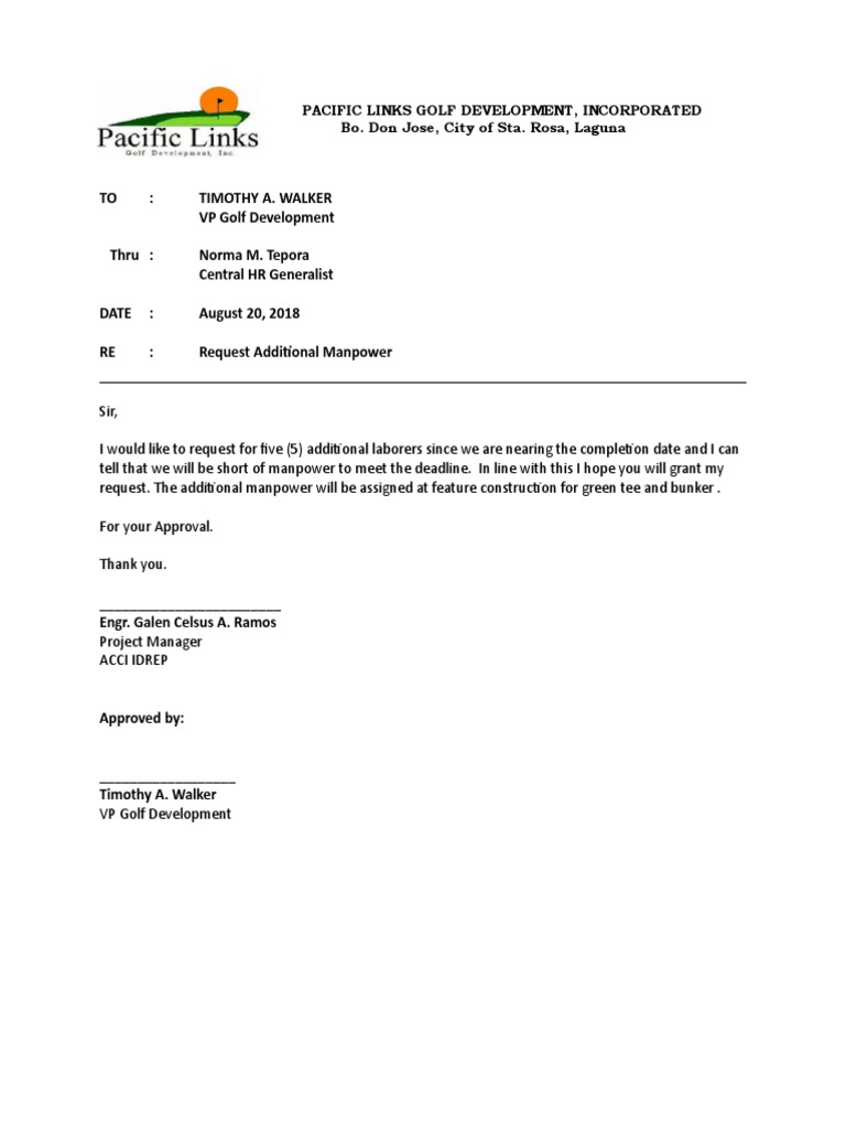 Aaditional Manpower Request | PDF