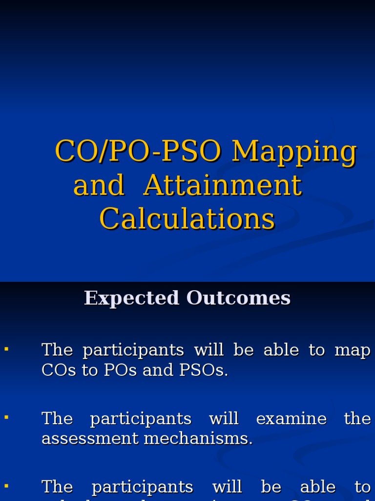 CO/PO-PSO Mapping and Attainment Calculations | PDF | Programming ...