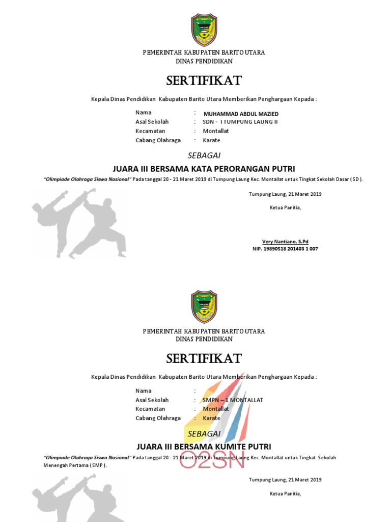 Sertifikat O2sn | PDF