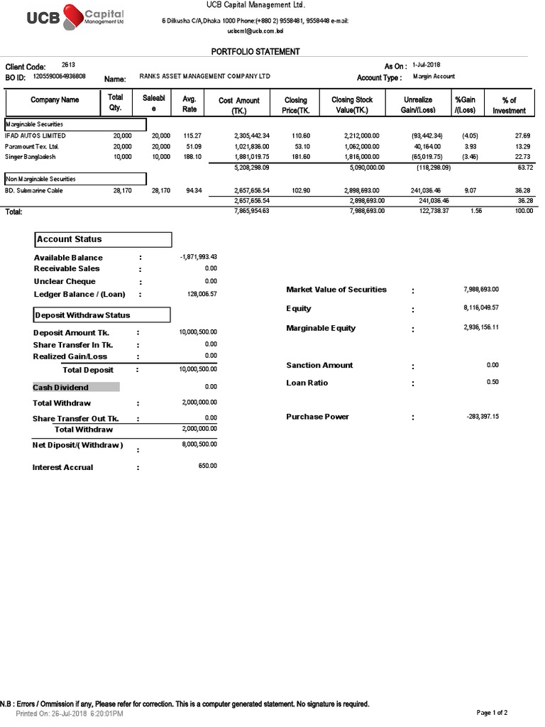 Account Status: Printed On: 26-Jul-2018 6:20:01PM | PDF | Equity ...