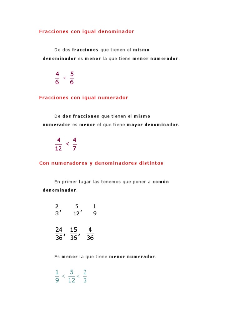 Fracciones Con Igual Denominador | PDF | Crecimiento personal y ...