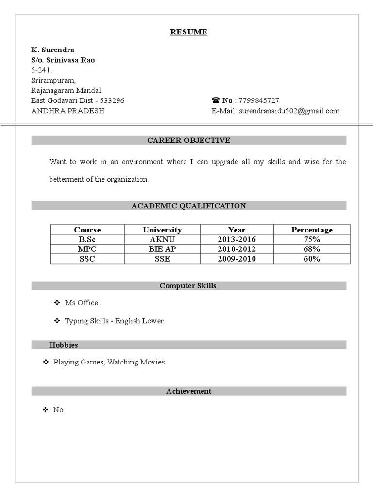 K.surendra Resume | PDF