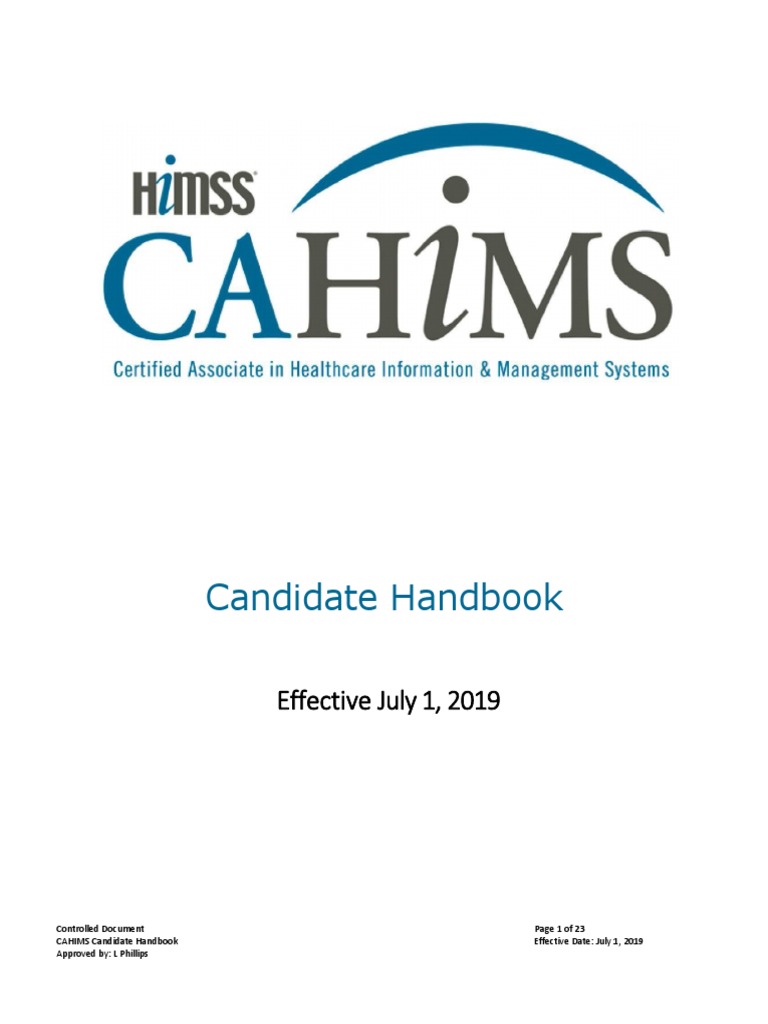 CAHIMS Handbook - 2019 | PDF | Information Security | Professional ...
