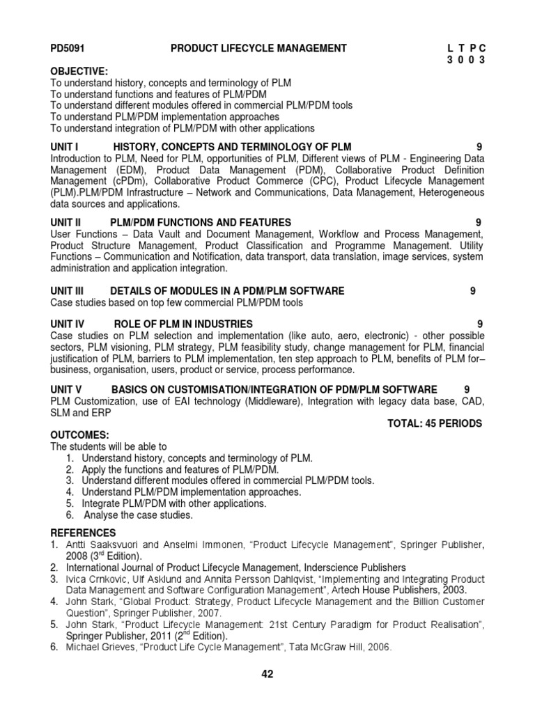 PLM Syllabus | PDF | Product Lifecycle | Information Technology