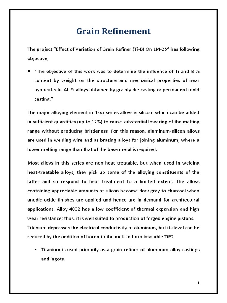 Grain Refinement | PDF | Alloy | Titanium