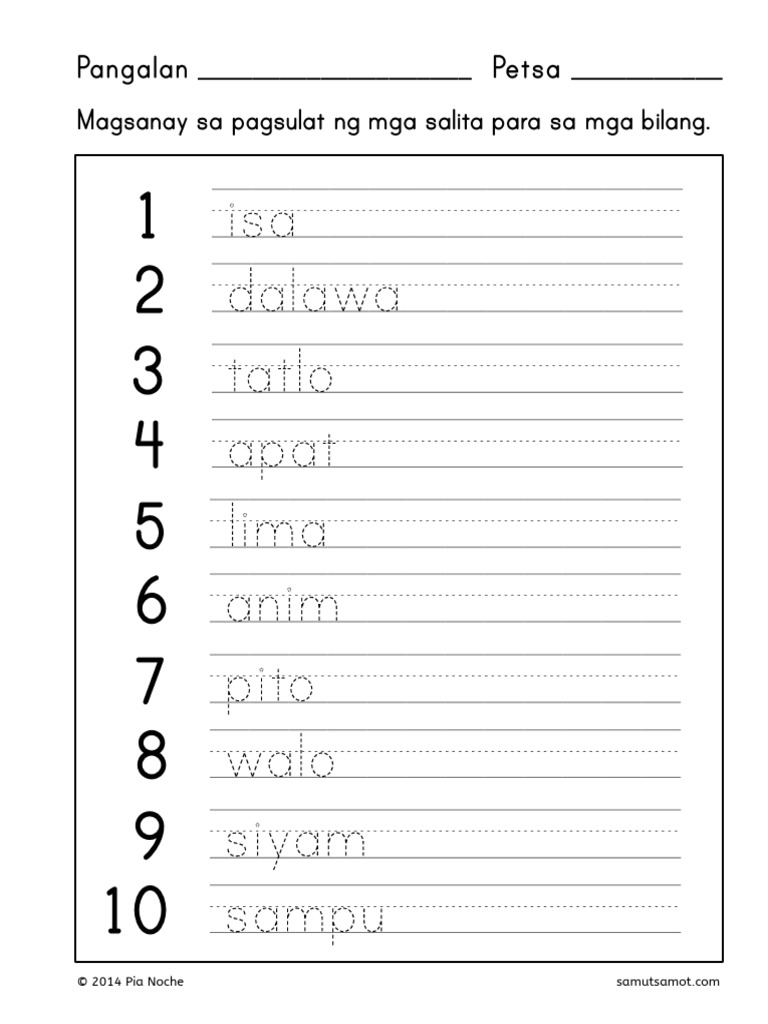 Pagsulat NG Mga Bilang 1 1 | PDF