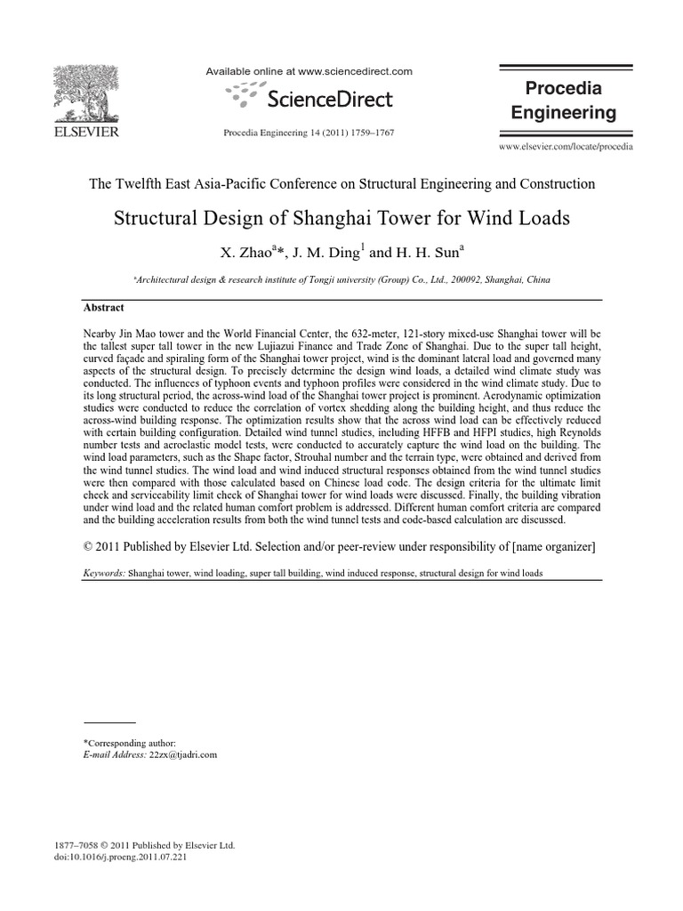 Structural Design of Shanghai Tower For Wind Loads | PDF | Wind Tunnel | Wound
