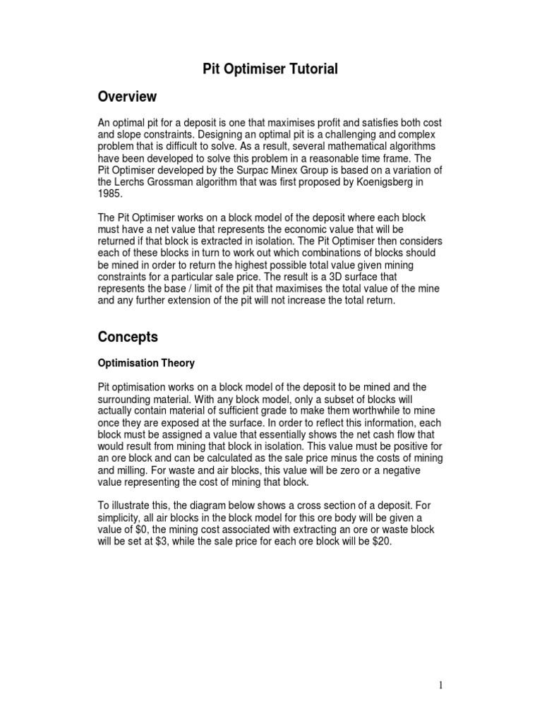 Tutorial 1 (Pit Optimiser) | PDF | Mathematical Optimization | Menu ...