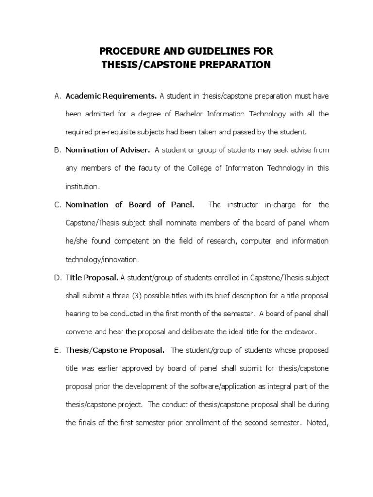 Procedure and Guidelines For Thesis/Capstone Preparation | PDF