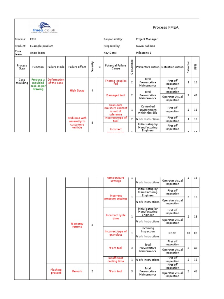 FMEA Example | PDF | Mechanical Engineering | Nature