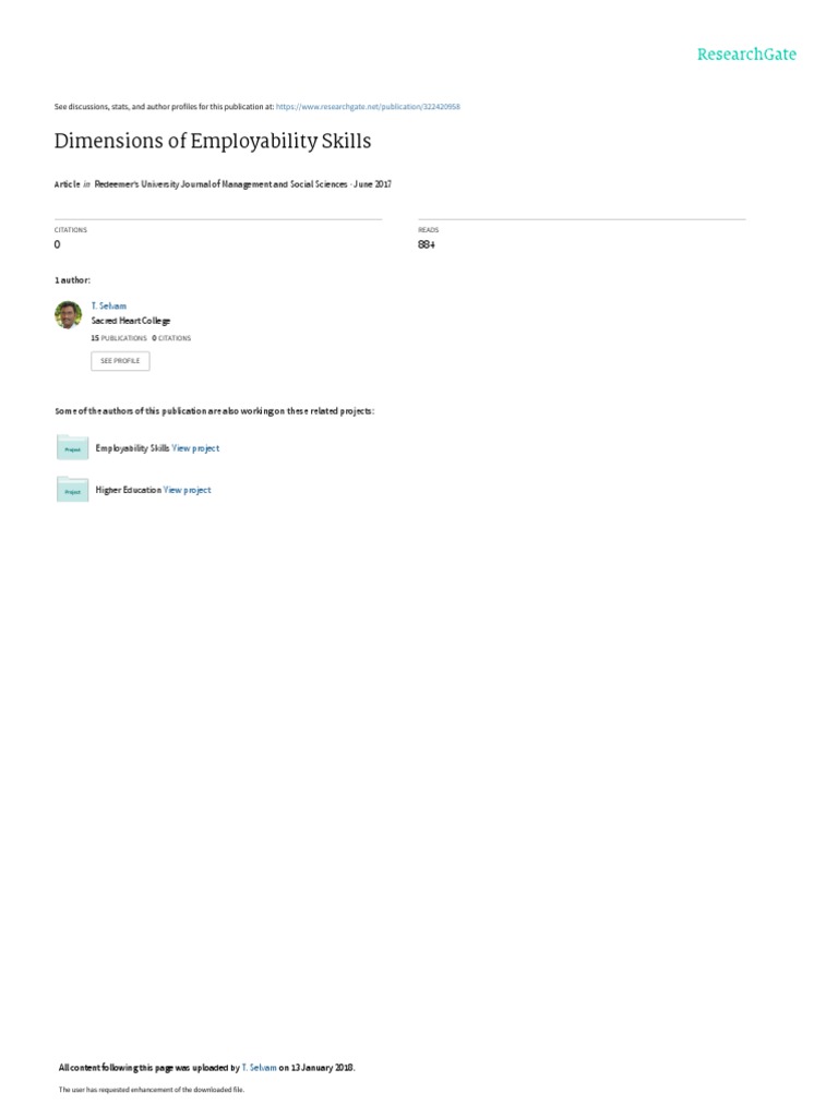 Dimensions of Employability Skills: Redeemer's University Journal of ...