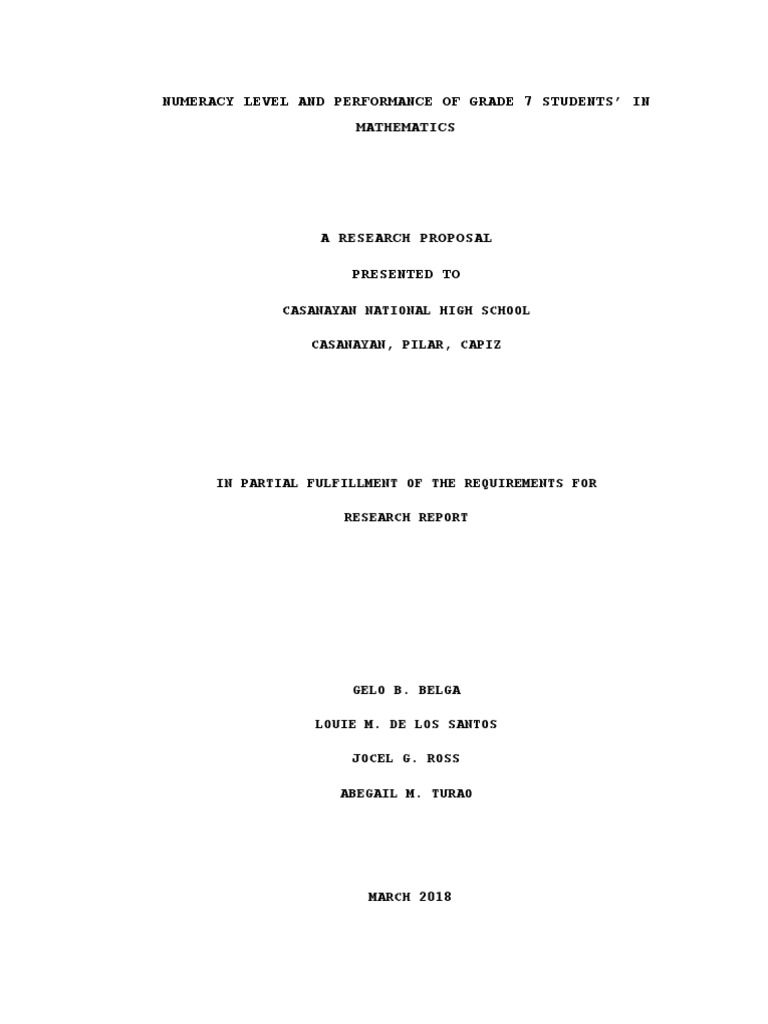 Numeracy Level and Performance of Grade 7 Students | PDF | Teaching ...