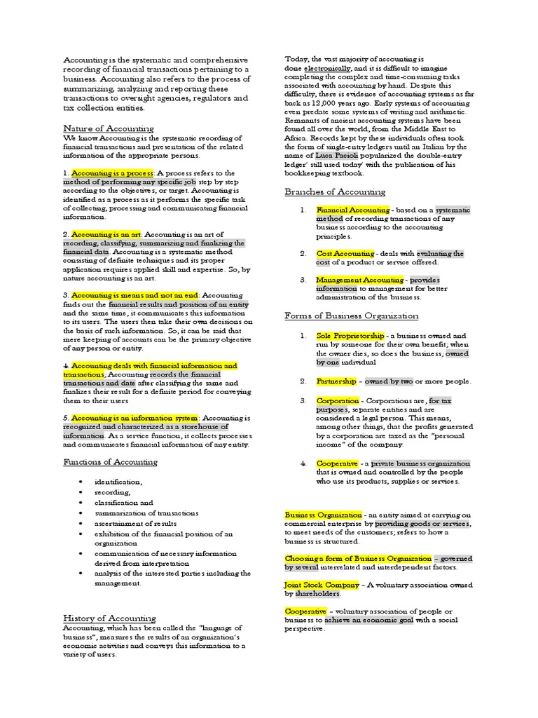 Grade 11 ABM Accounting Overview | PDF | Accounting | Information