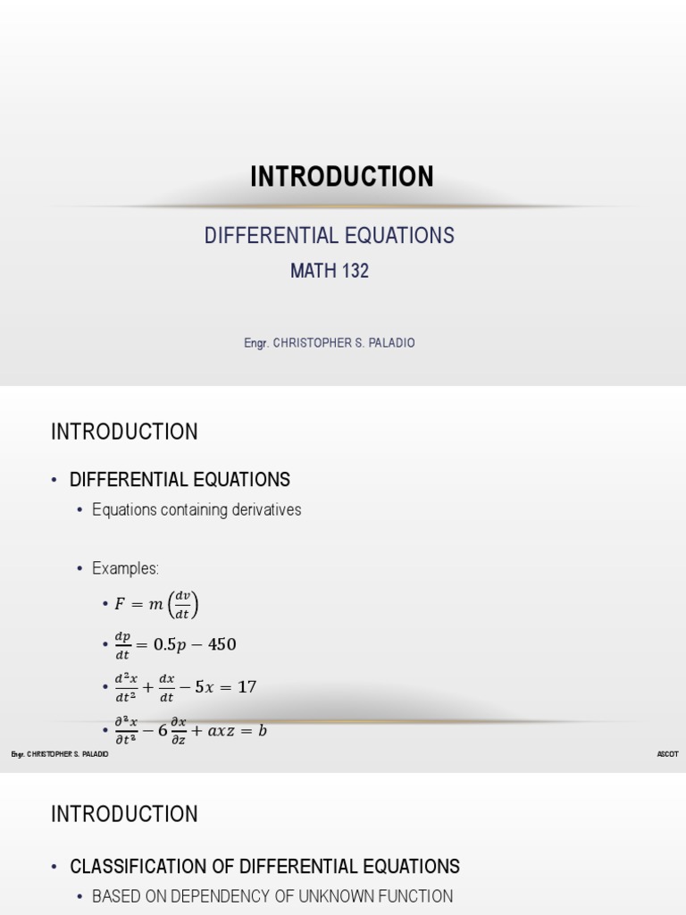 Lecture 1 - Differential Equation | PDF | Partial Differential Equation ...