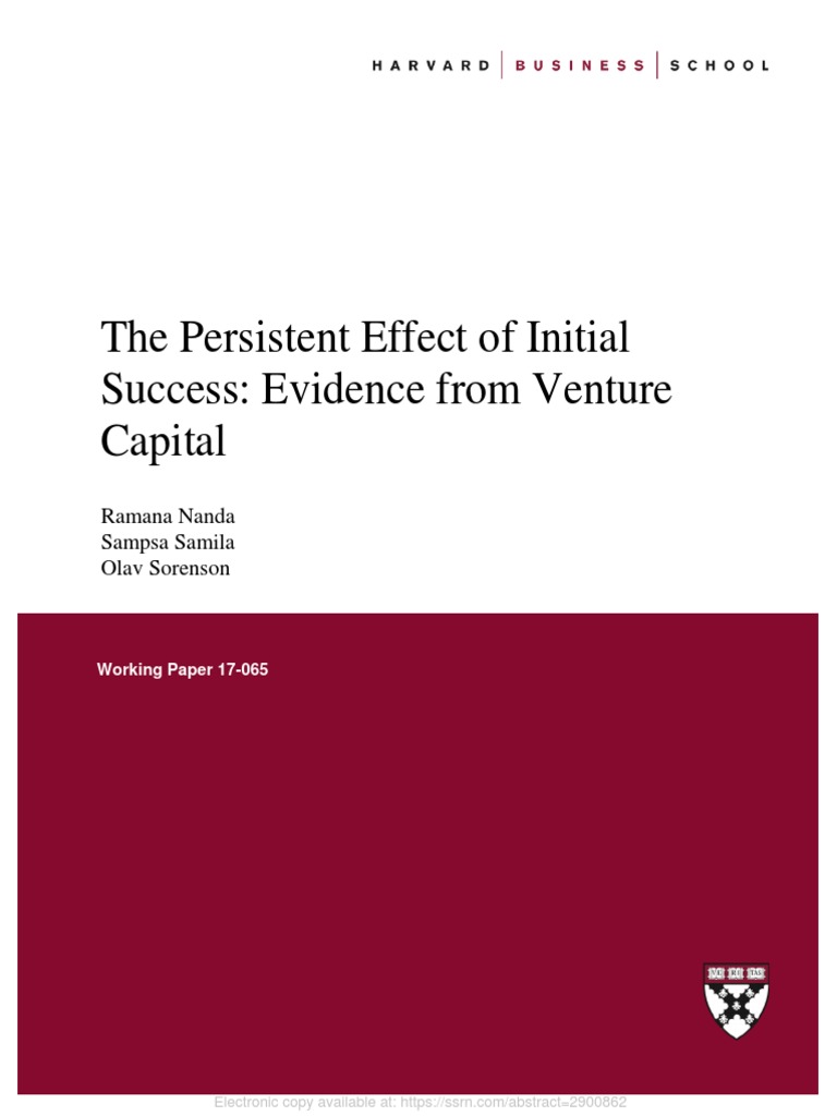 HBS VC Persistence | PDF | Venture Capital | Corporate Finance
