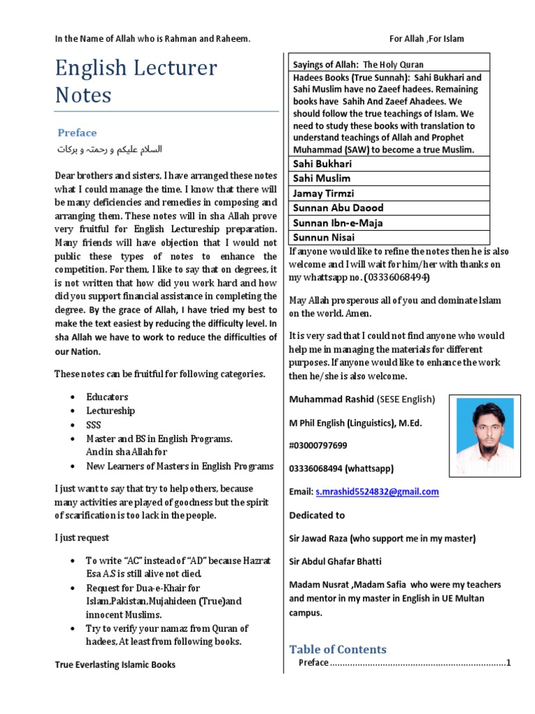 Literature Notes | English Literature | Writers