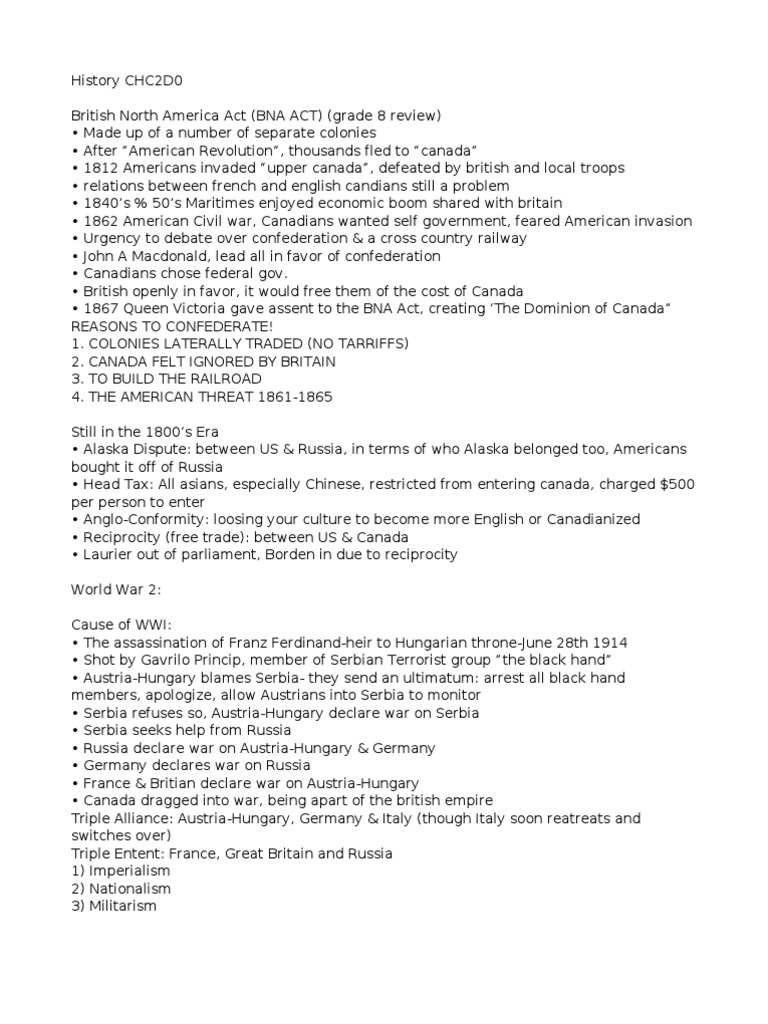 CHC2D0 Grade 10 History Notes | PDF | Nazi Germany | World War II