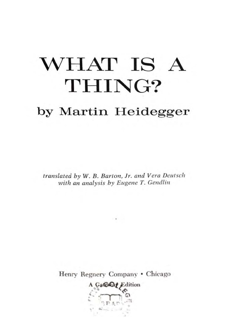 Heidegger - What Is A Thing | PDF | Sun | Truth