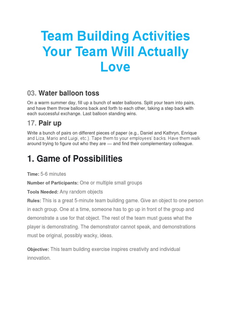 Team Building Activities | PDF