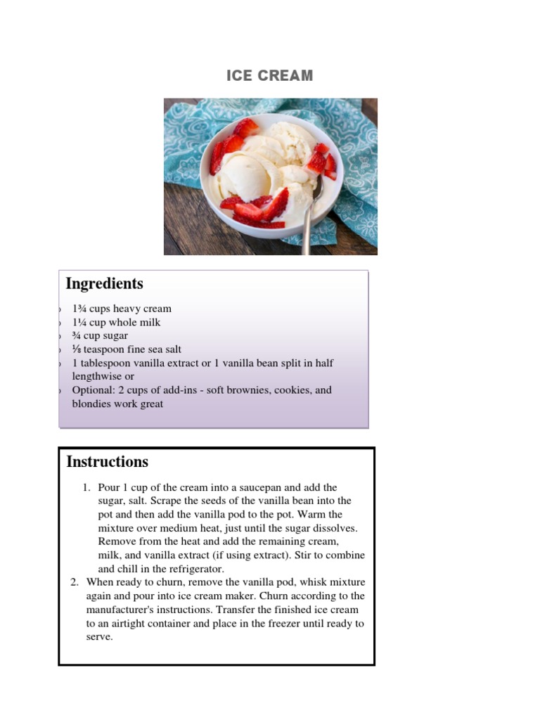 Ice Cream | PDF | Vanilla | Food And Drink Preparation