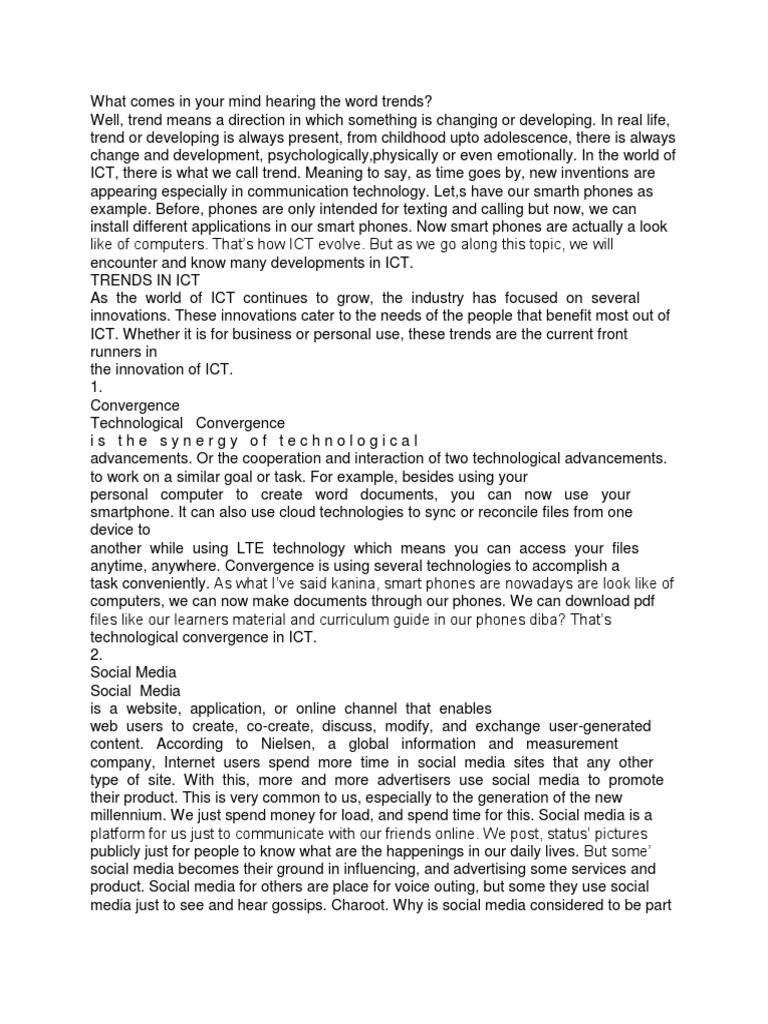Trends in Ict | PDF | Social Media | Popular Culture & Media Studies