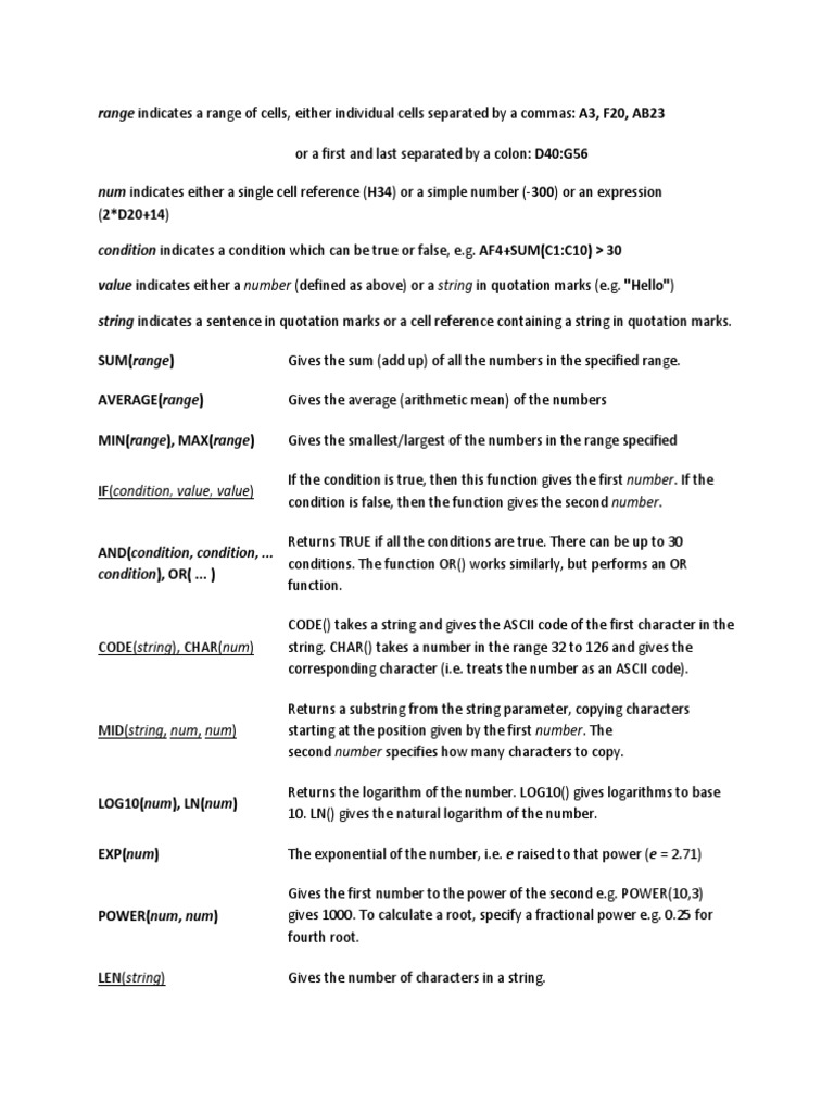 Functions Excel | PDF | Special Functions | Trigonometric Functions