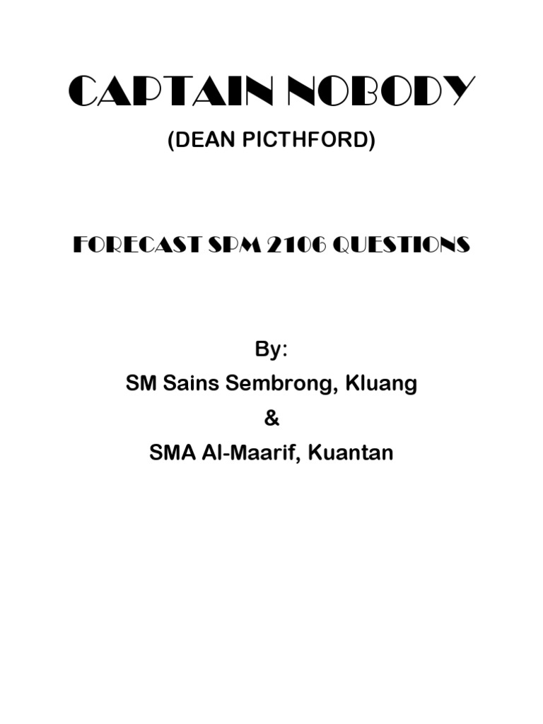 Captain Nobody: Forecast SPM 2106 Questions | PDF