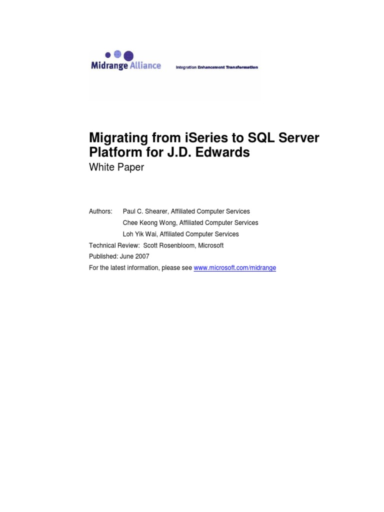 Migrating From Iseries To SQL Server | PDF | Microsoft Sql Server | Ibm ...