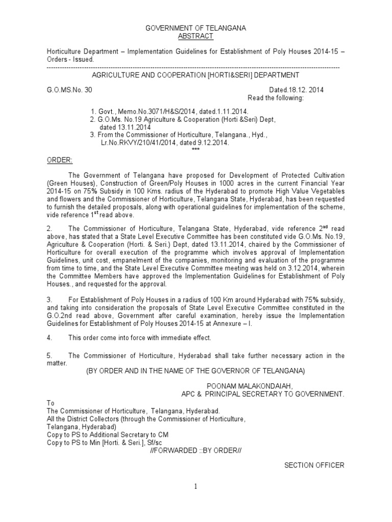 Poly House Guidelines GO | PDF | Invoice | Agriculture