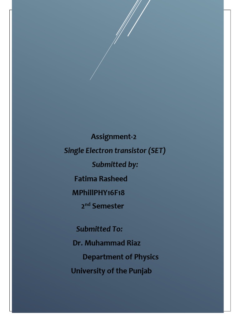 Single Electron Transistor.a2 | PDF | Quantum Tunnelling | Electron