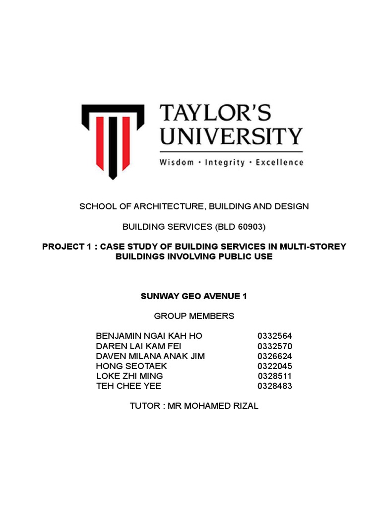 Project 1: Case Study of Building Services in Multi-Storey Buildings ...