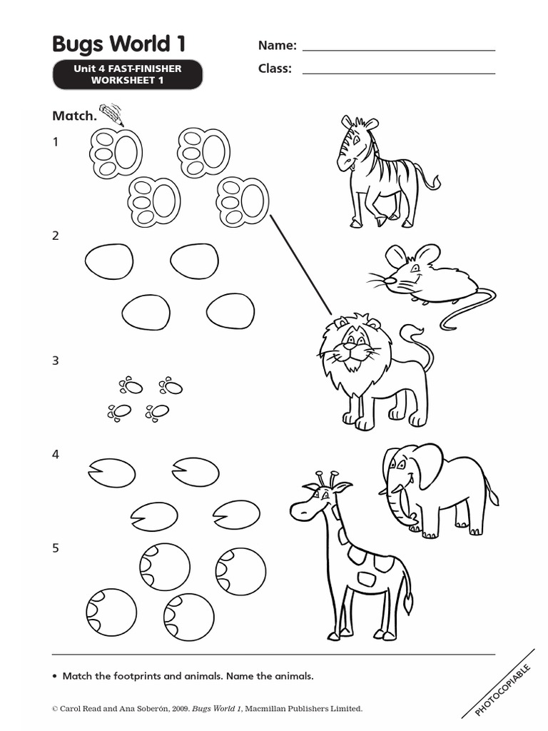 Bugs World 1 - Unit 4 - Worksheet 1 | PDF