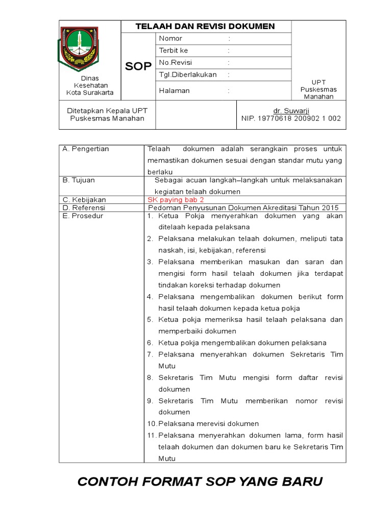 Sop Telaah Dan Revisi Dokumen | PDF