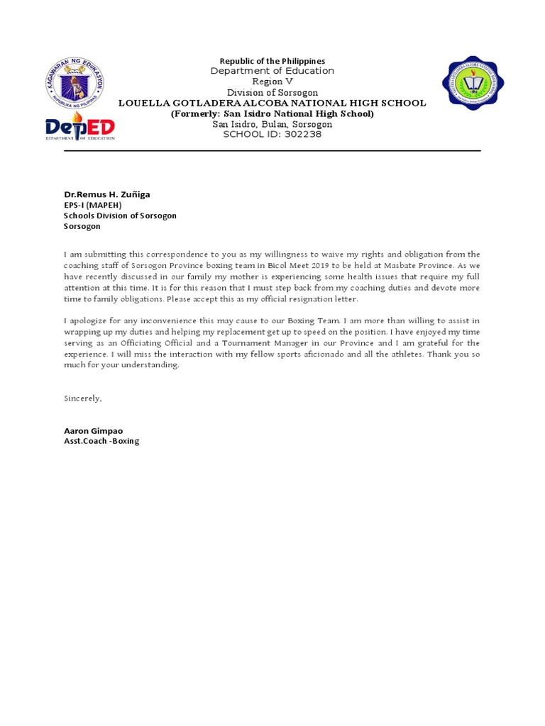 Louella Gotladera Alcoba National High School (Formerly: San Isidro ...