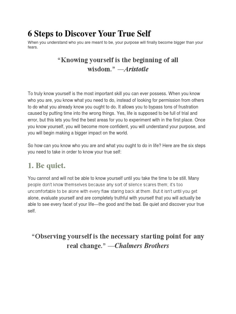6 Steps To Discover Your True Self: "Knowing Yourself Is The Beginning ...