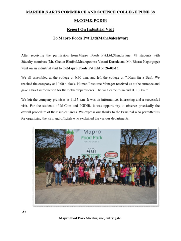 Report On Mapro Company | PDF | Fruit Preserves | Confectionery