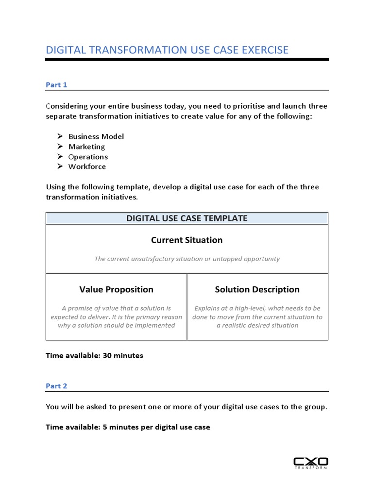 Digital Transformation Use Case Guide | PDF | Business | Finance ...