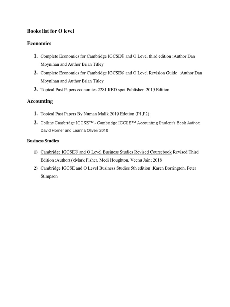 O Level Books | PDF