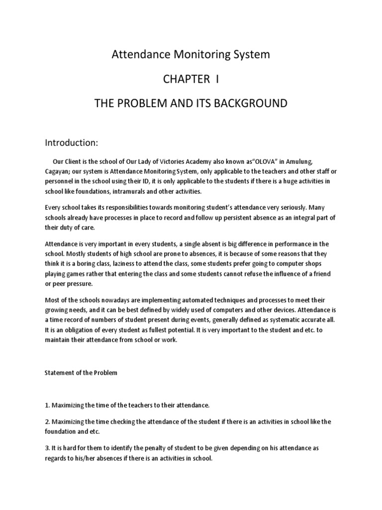 Attendance Monitoring System CHAPTER I T | PDF | Thesis | Radio ...
