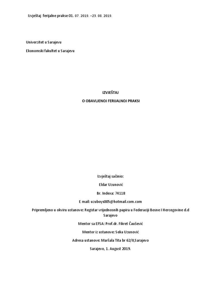 Tito RVP Izvjestaj | PDF