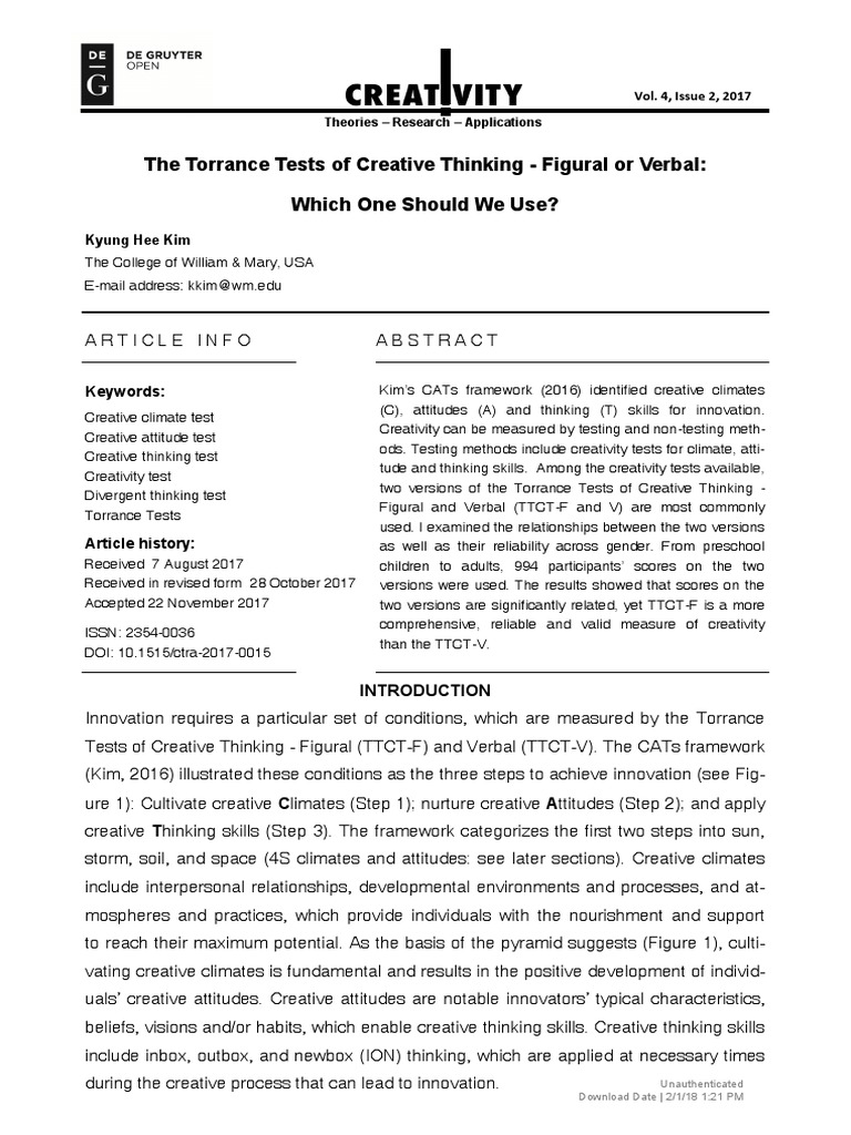 The Torrance Tests of Creative Thinking - Figural | PDF | Creativity ...