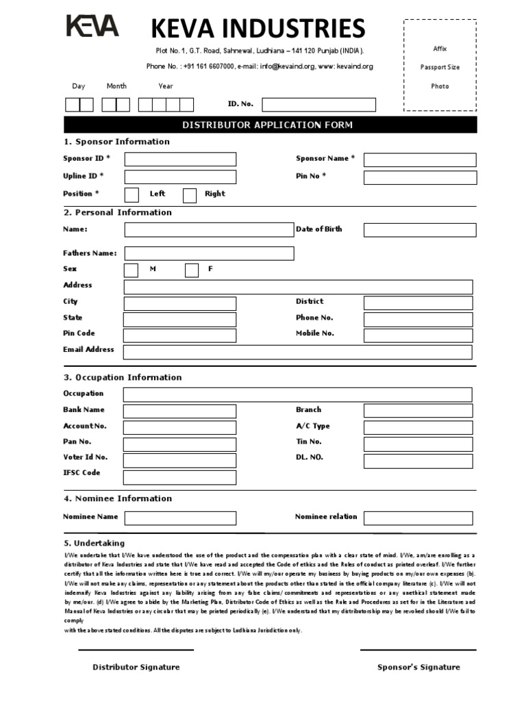 Distributor Form | Download Free PDF | Wife | Multi Level Marketing