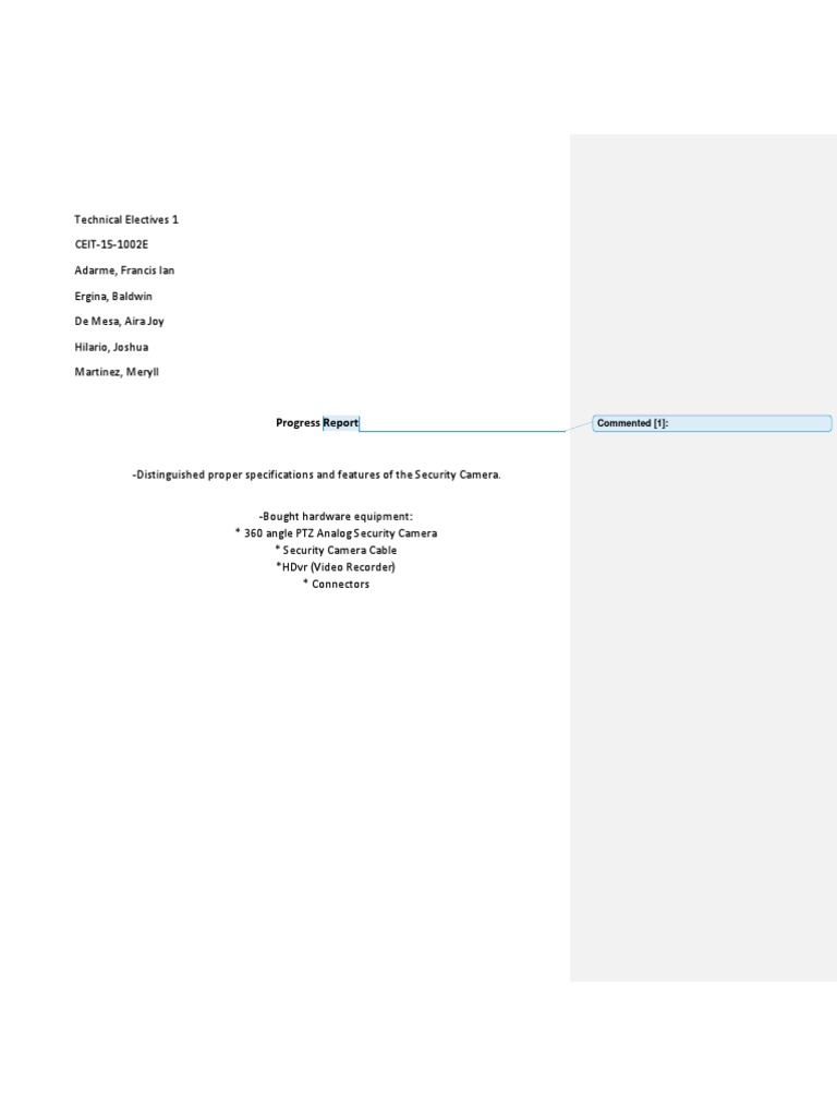 Security Camera Project Progress Report | PDF | Computers