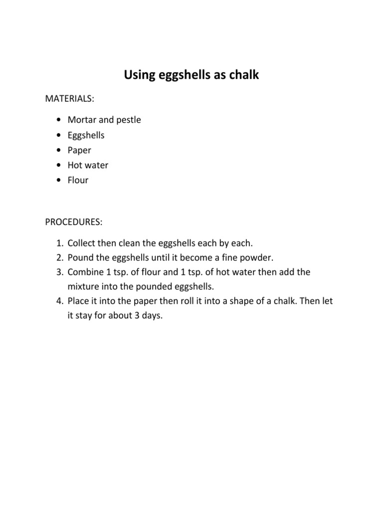 Using Eggshells As Chalk | PDF