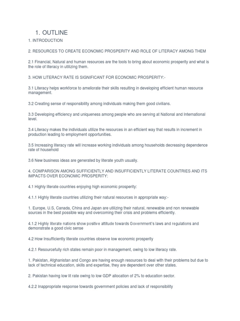 Essay Outlines For Css | PDF | Literacy | Economic Development