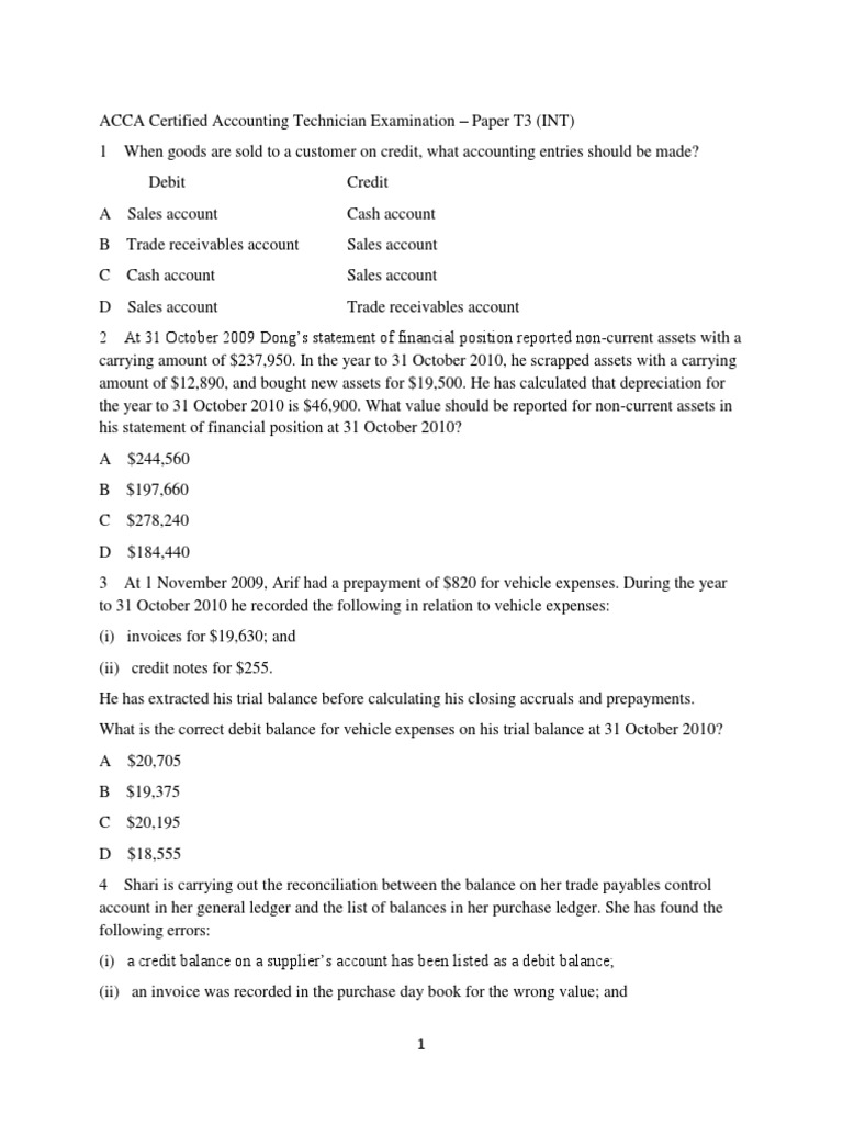 Analysis of Accounting Questions Related to Financial Statements ...